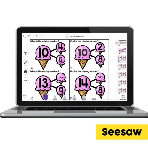 Digital Seesaw - 2nd Grade June Math Center - Number Bonds - Lucky ...