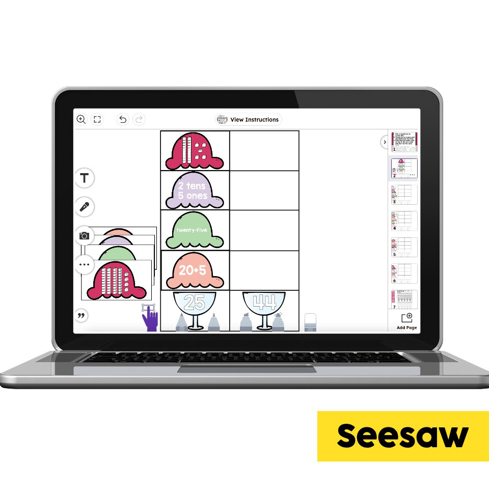 Digital Seesaw - 2nd Grade June Math Center - Place Value - Lucky ...
