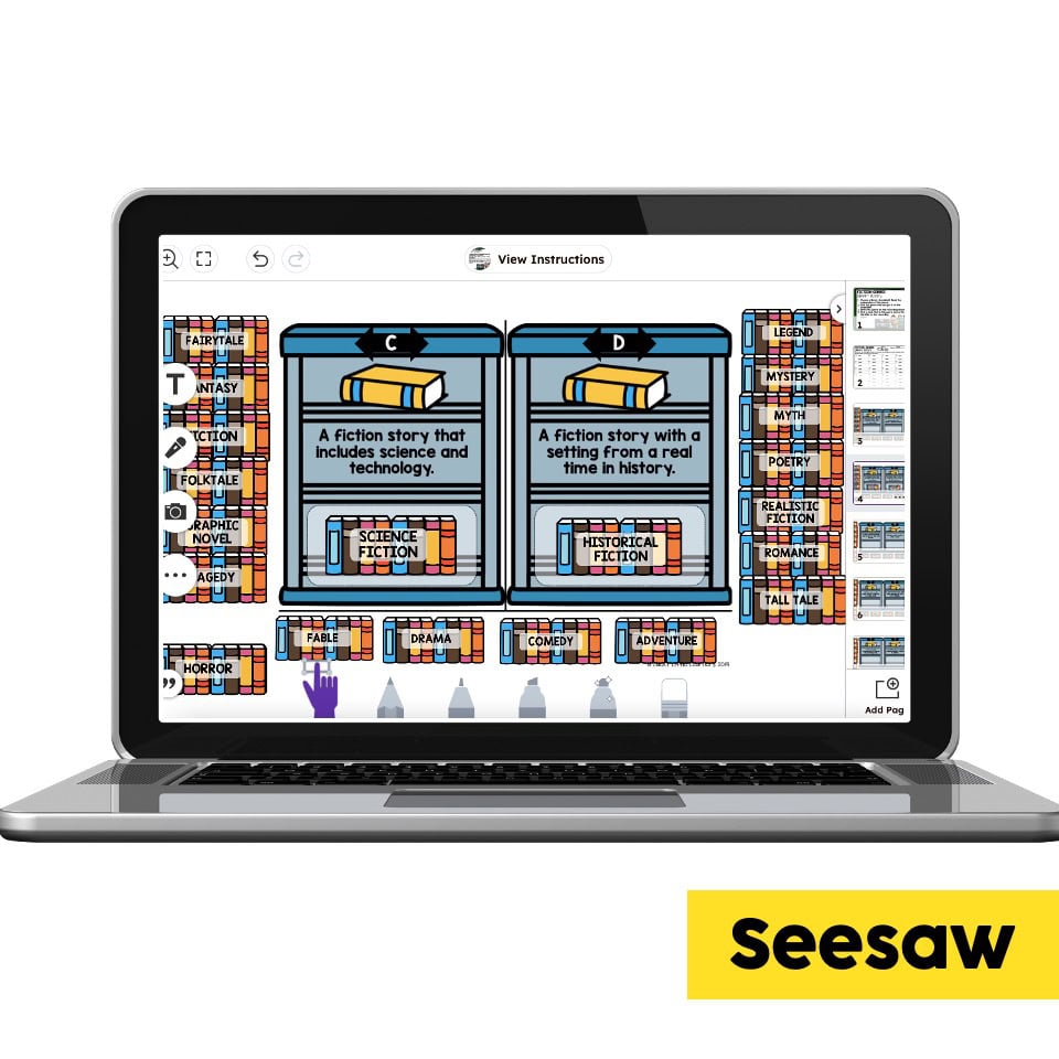 Digital Seesaw - 2nd Grade Reading Center - Fiction Genres - Lucky ...