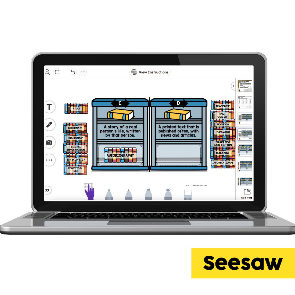 Digital Seesaw - 2nd Grade Reading Center - Nonfiction Genres - Lucky ...