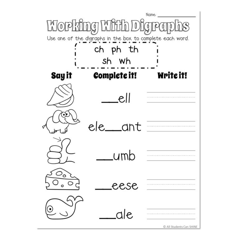 Digraphs Pack - Working with Digraphs - Write It - Lucky Little Learners