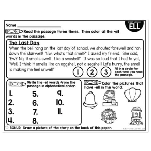 ELL - Short Vowels Phonics Mats 2nd Grade - Lucky Little Learners