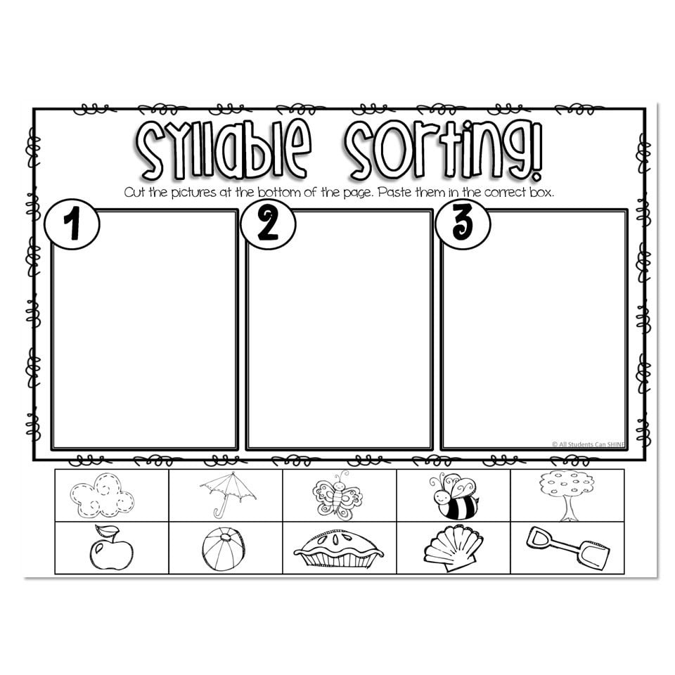 Early Finishers Kindergarten and 1st Grade - Literacy - Syllable ...