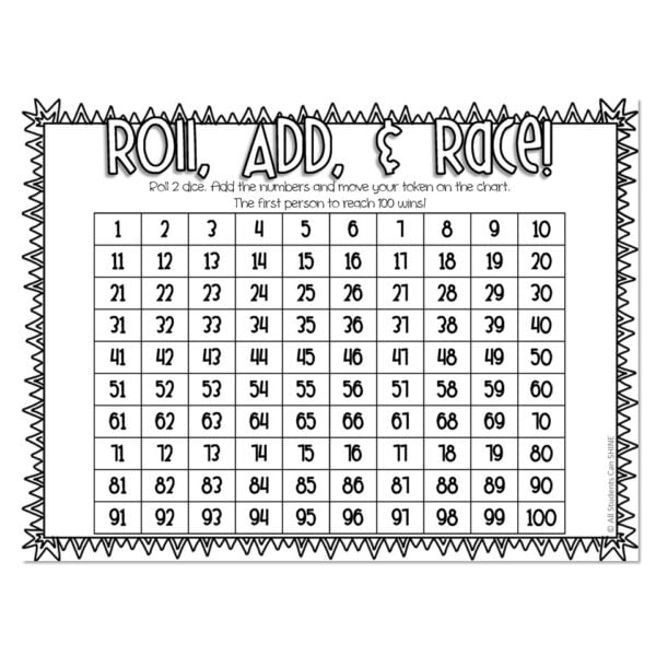 Early Finishers Kindergarten and 1st Grade - Math - Roll Add and Race ...