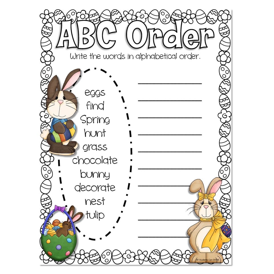 Easter Craftivity - Egg Hunt - ABC Order - Lucky Little Learners