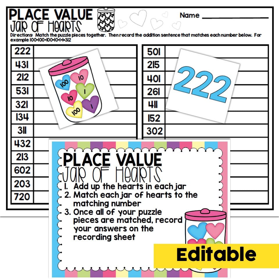 Editable - 2nd Grade February Math Center - Place Value - Lucky Little ...