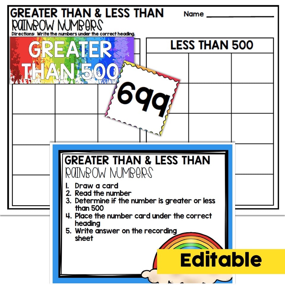 Editable - 2nd Grade June Math Center - Greater and Less Than - Lucky ...