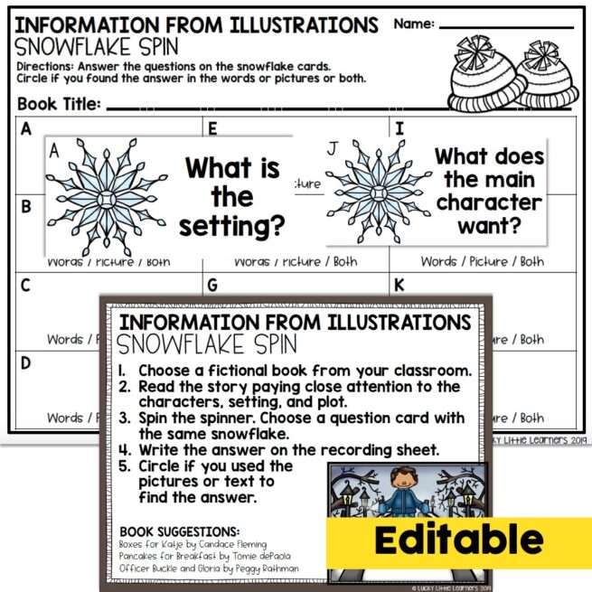 Editable - 2nd Grade Reading Center - Information from Illustrations ...