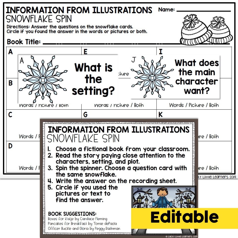 Editable - 2nd Grade Reading Center - Information from Illustrations ...