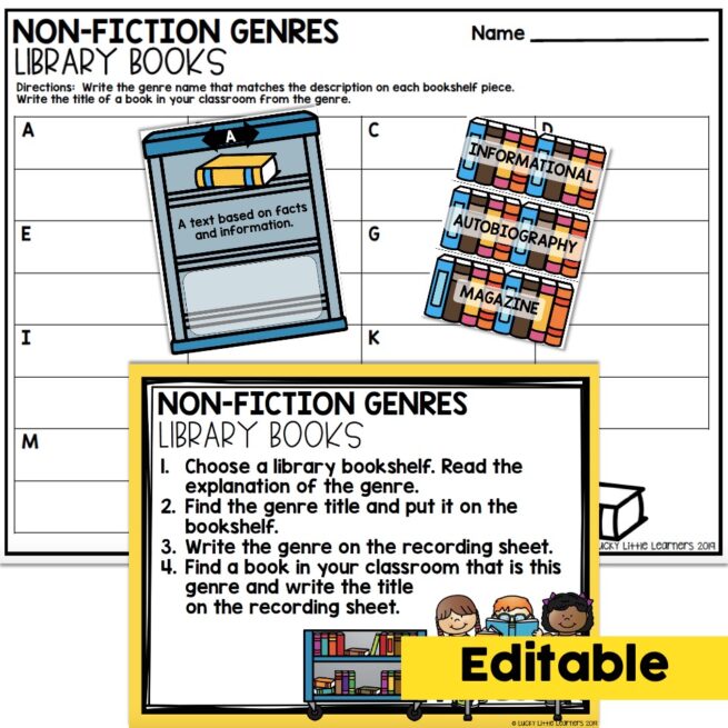 Editable - 2nd Grade Reading Center - Nonfiction Genres - Lucky Little ...