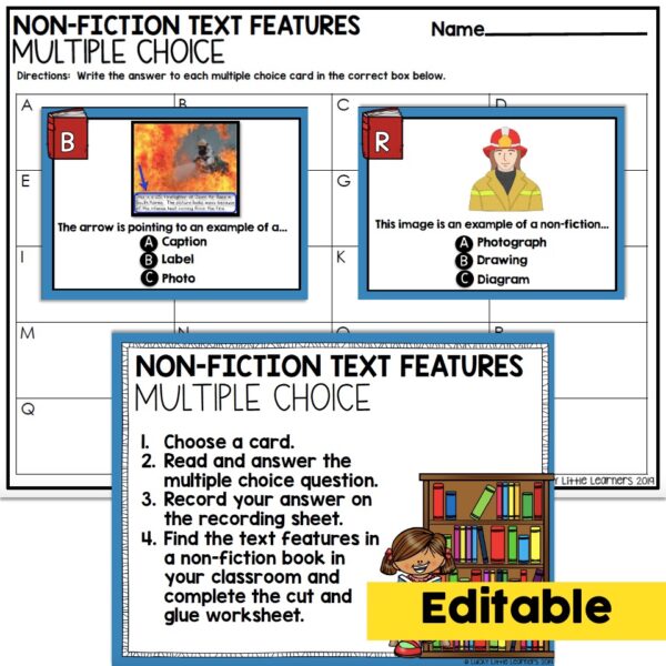 Editable - 2nd Grade Reading Center - Nonfiction Text Features - Lucky ...