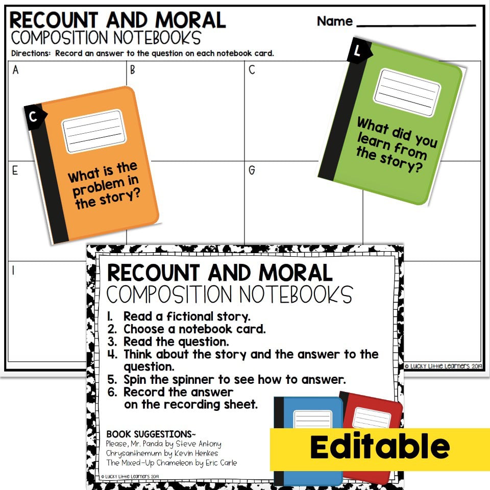 Editable - 2nd Grade Reading Center - Recount and Moral - Lucky Little ...