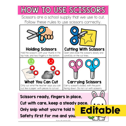Editable School Supplies Practice - Scissors - Anchor Chart - How to ...