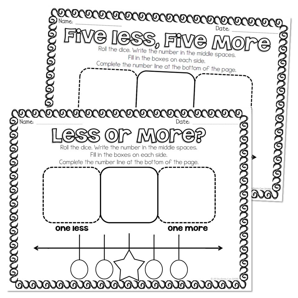 Fall Math Activities - Less or More with Dice - Lucky Little Learners