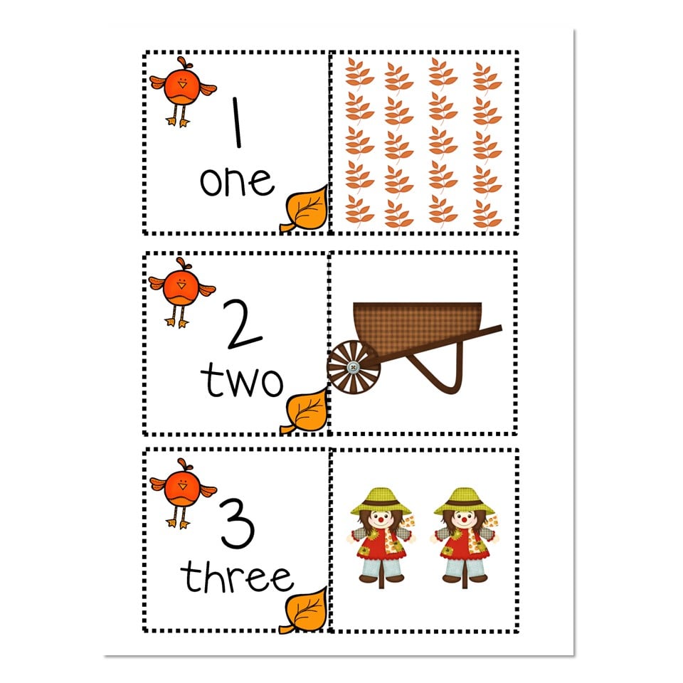 Fall Math Activities - Number Dominos - Lucky Little Learners