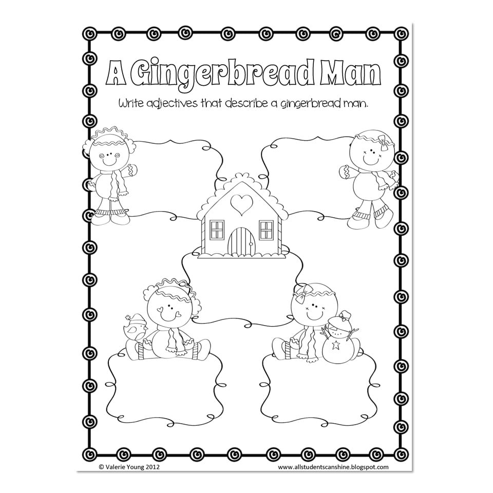 Gingerbread Craftivity - Gingerbread Man Adjectives - Lucky Little Learners