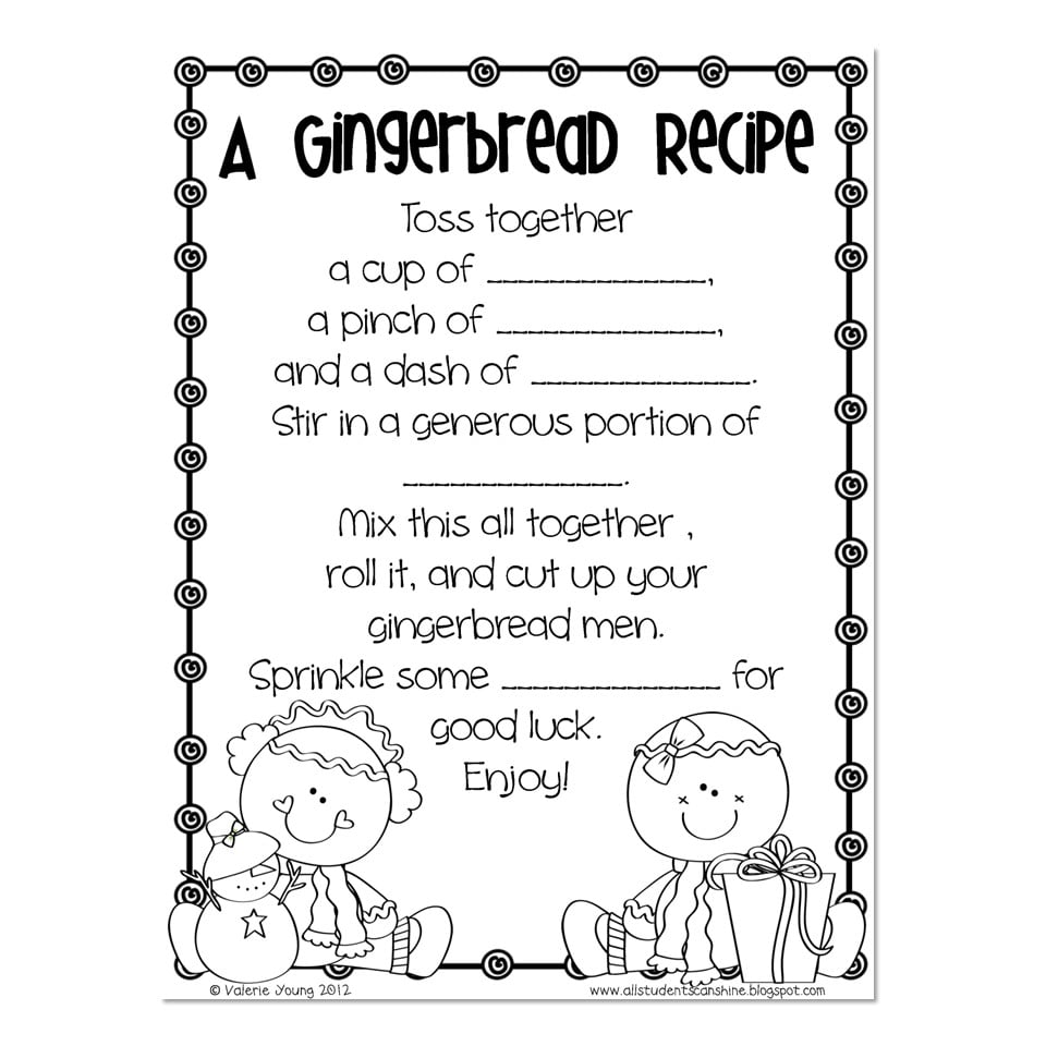 Gingerbread Craftivity - Gingerbread Recipe - Lucky Little Learners