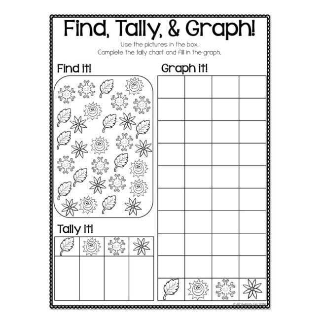 Graphing and Data Activities - Find Tally and Graph - Lucky Little Learners