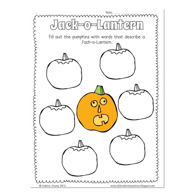 Halloween Cat Craftivity - Jack O Lantern Adjectives - Lucky Little ...
