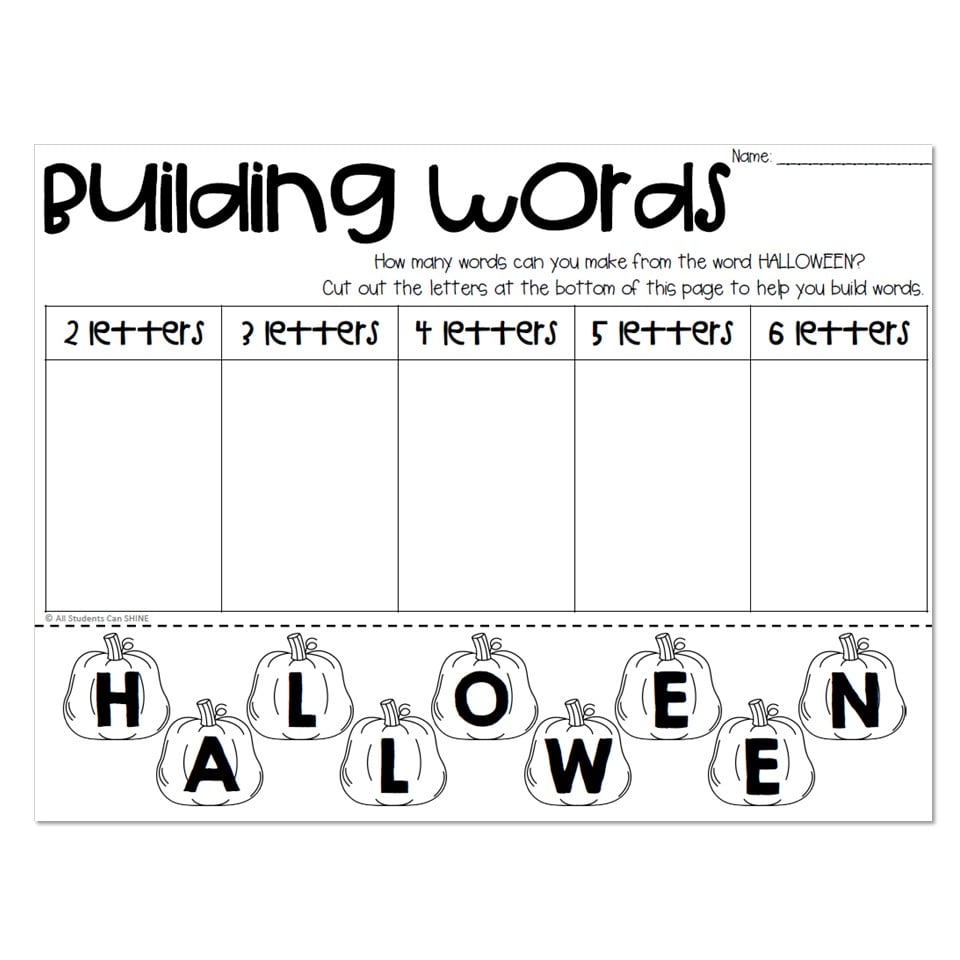 Halloween Literacy Pack - Building Words - Lucky Little Learners