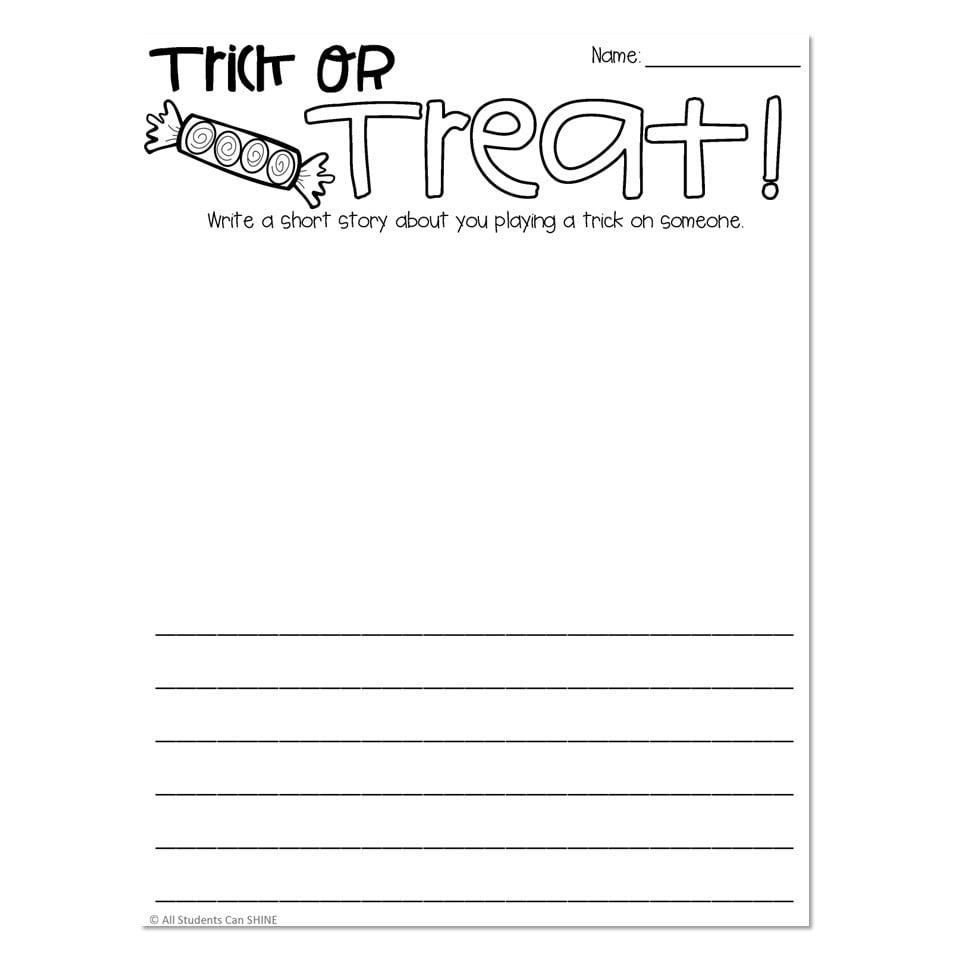 Halloween Literacy Pack - Writing Prompt - Trick or Treat - Lucky ...