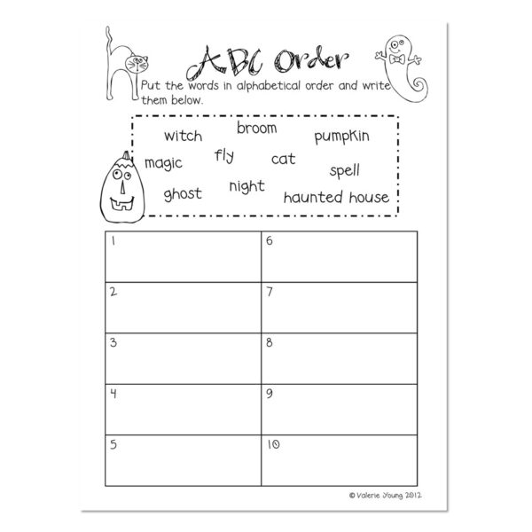 Halloween Witch Craftivity - ABC Order - Lucky Little Learners