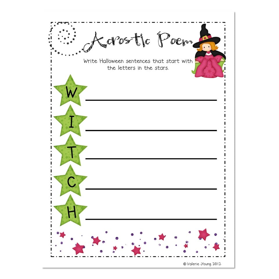 Halloween Witch Craftivity - Acrostic Poem - Lucky Little Learners