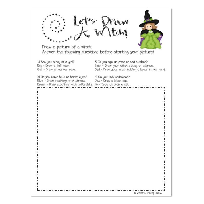 Halloween Witch Craftivity - Draw a Witch - Lucky Little Learners
