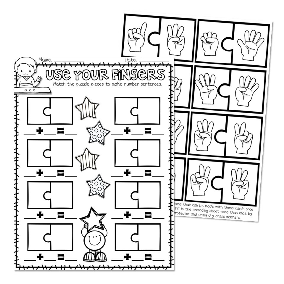 Hands-On Addition - Centers - Use Your Fingers - Lucky Little Learners