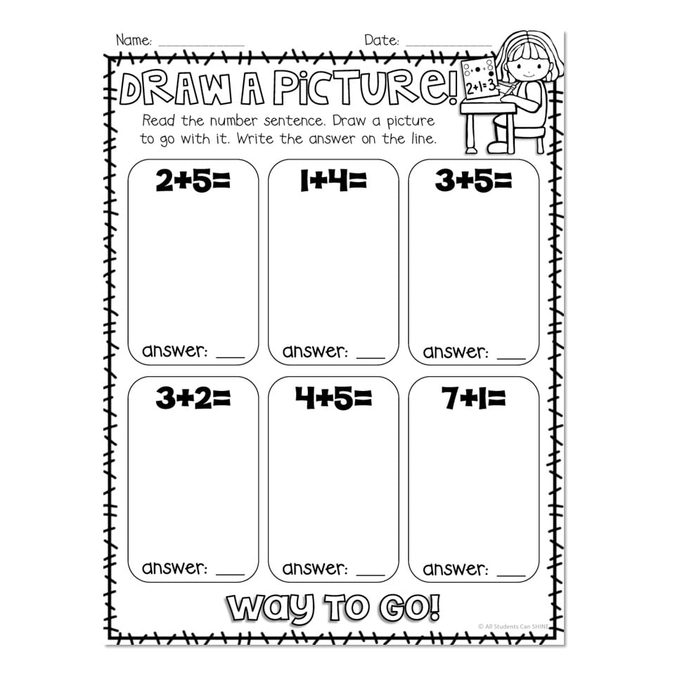 Hands-On Addition - Draw a Picture - Lucky Little Learners