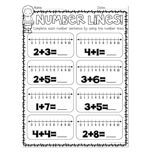 Hands-On Addition - Number Lines - Lucky Little Learners