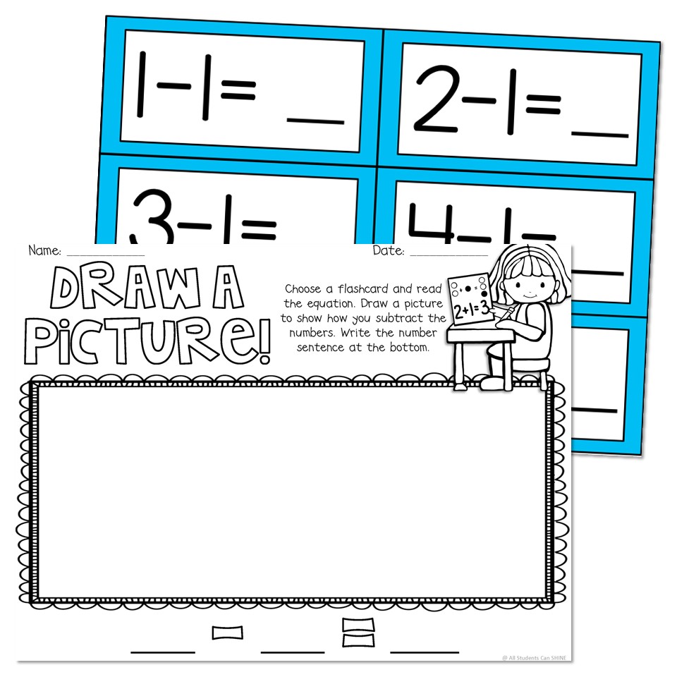 Hands On Subtraction - Centers - Draw a Picture - Lucky Little Learners