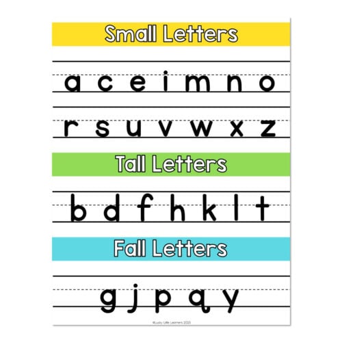 Handwriting Poster - Lowercase - Small Tall Fall Letters - Lucky Little ...