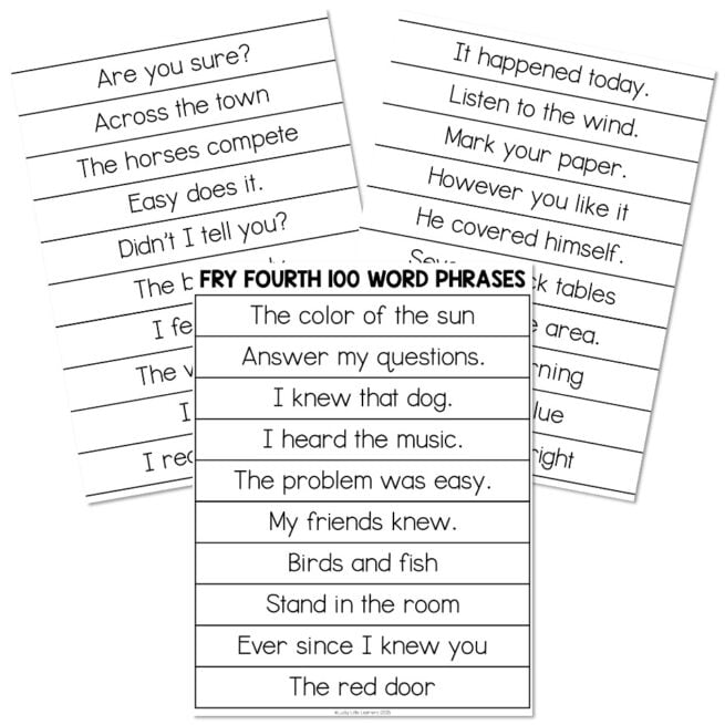 High Frequency Phrases - Fry Fourth 100 - Lucky Little Learners