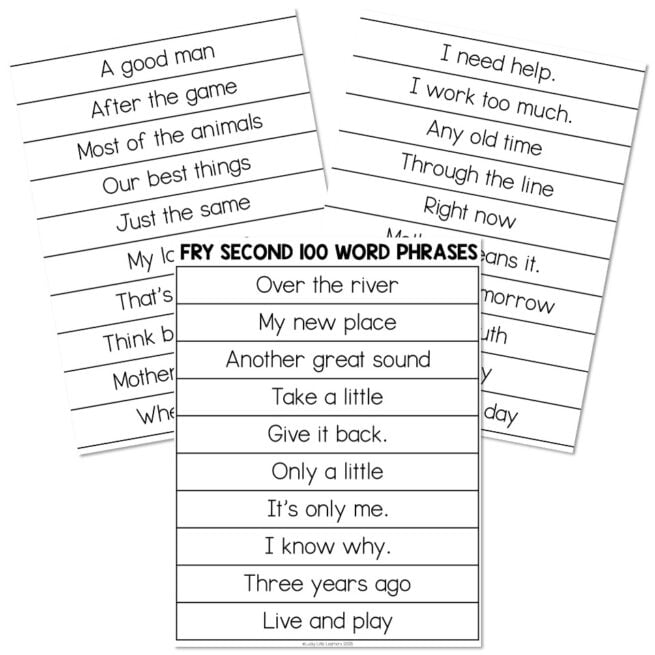 High Frequency Phrases - Fry Second 100 - Lucky Little Learners