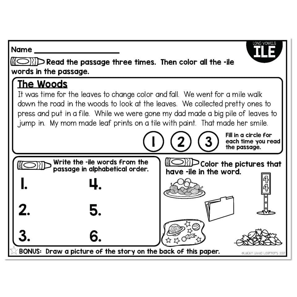 ILE - Long Vowels Phonics Mats 2nd Grade - Lucky Little Learners