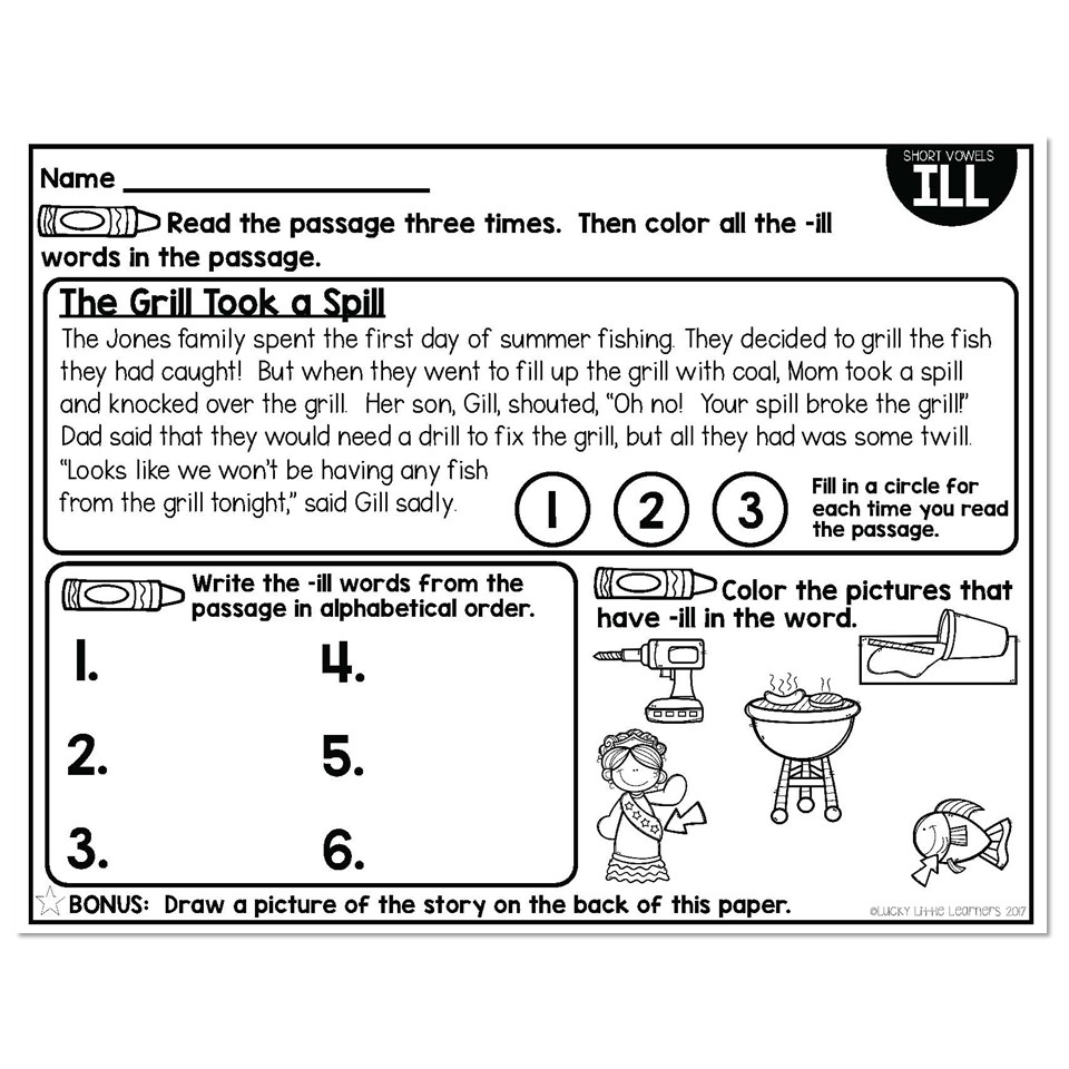 ILL - Short Vowels Phonics Mats 2nd Grade - Lucky Little Learners
