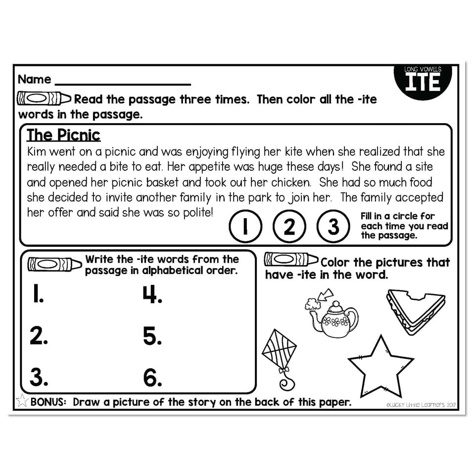 ITE - Long Vowels Phonics Mats 2nd Grade - Lucky Little Learners