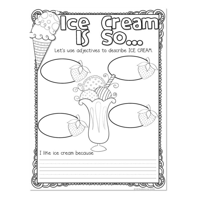 Ice Cream Cone Craftivity - Describe Ice Cream - Lucky Little Learners
