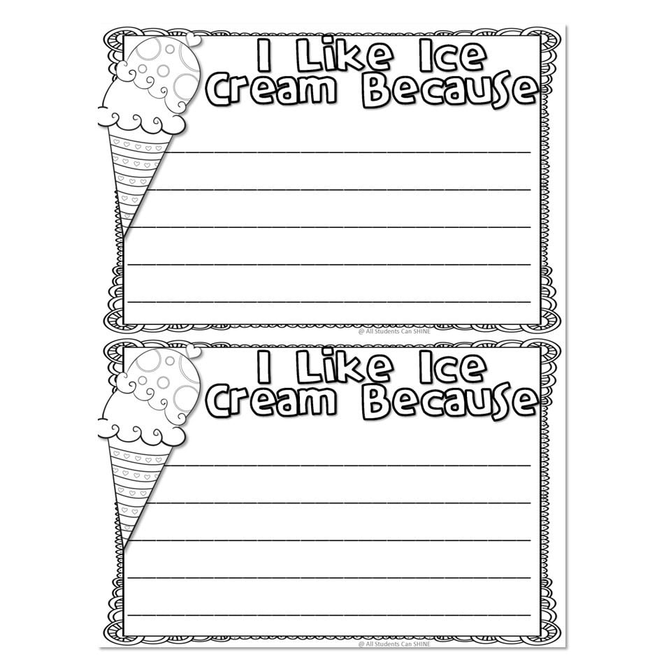 Ice Cream Cone Craftivity - Writing Prompt - I Like Ice Cream Because ...