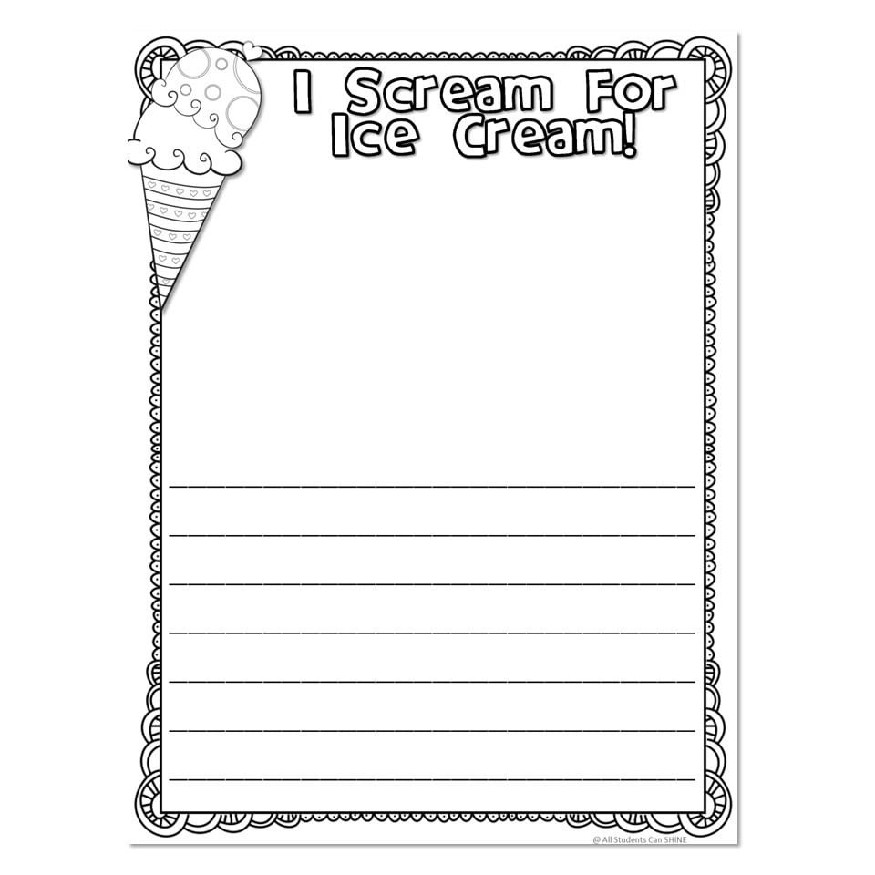 Ice Cream Cone Craftivity - Writing Prompt - I Scream for Ice Cream ...