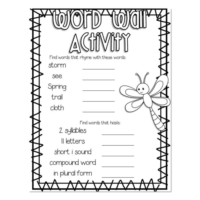Insects Unit - Word Wall Activity - Lucky Little Learners