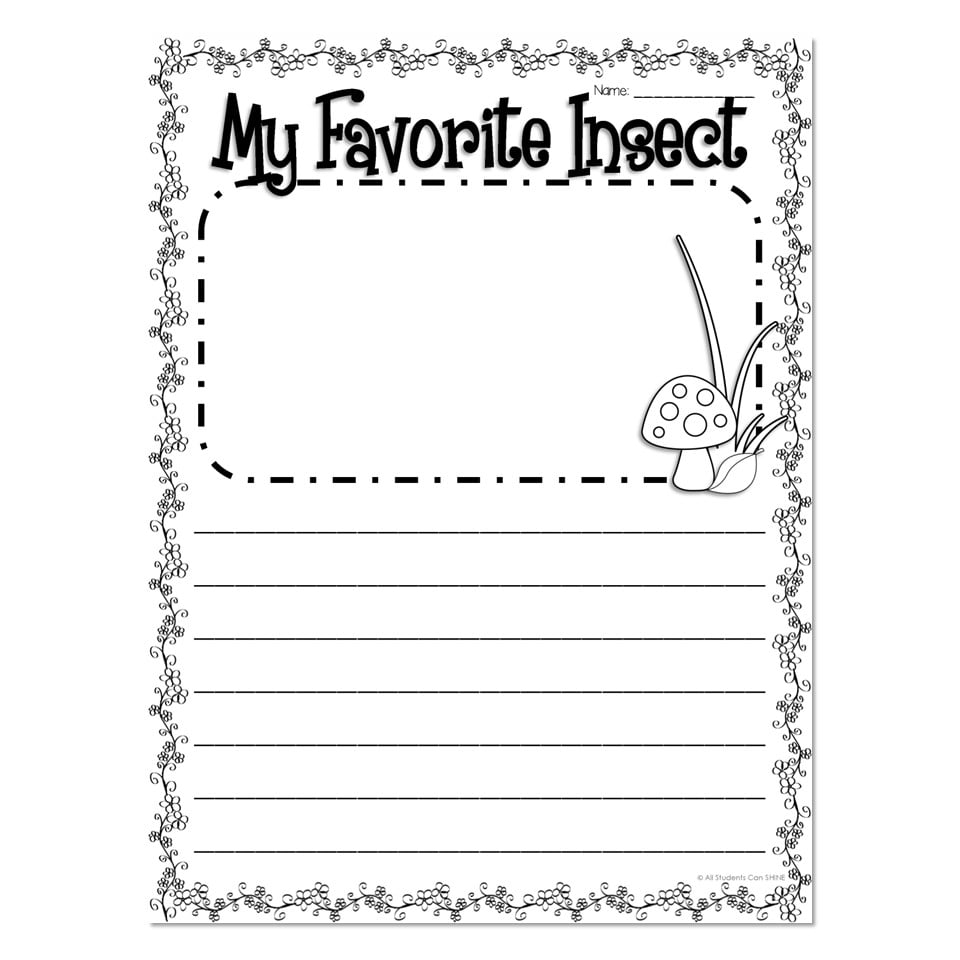 Insects Unit - Writing Prompt - My Favorite Insect - Lucky Little Learners