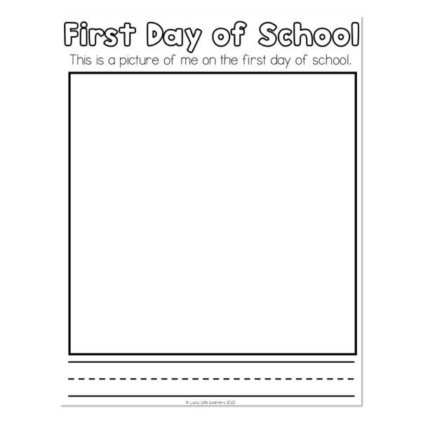 Kindergarten Back to School Pack - Art - First Day of School Self ...