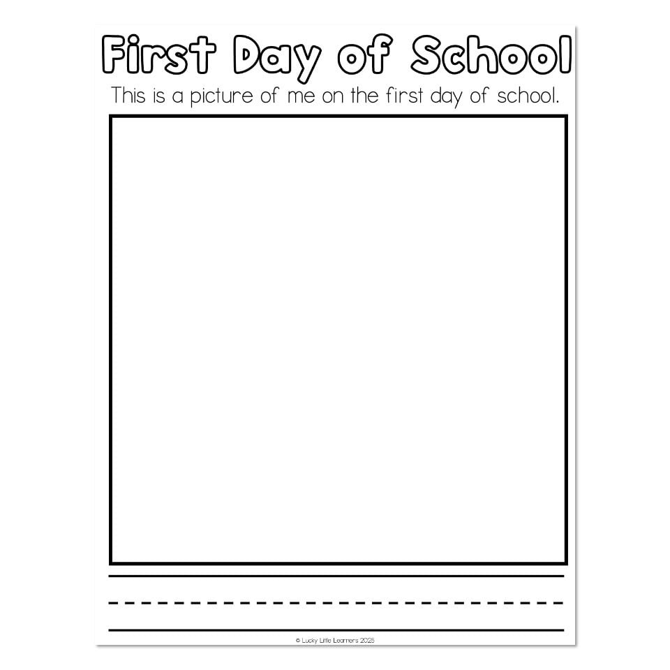 Kindergarten Back to School Pack - Art - First Day of School Self ...