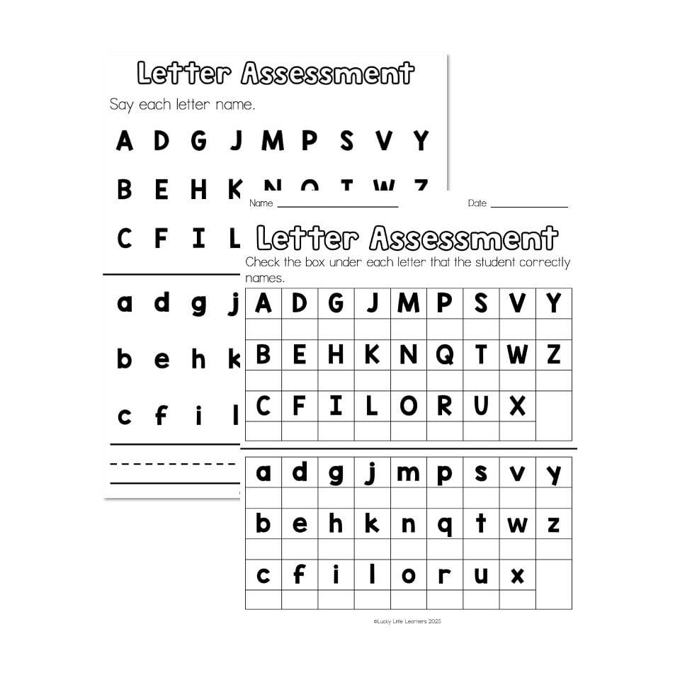 Kindergarten Back to School Pack - Assessments - Letter Assessment ...