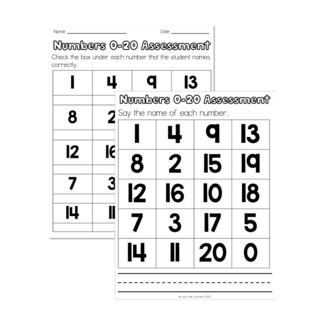 Kindergarten Back to School Pack - Assessments - Number Assessment ...
