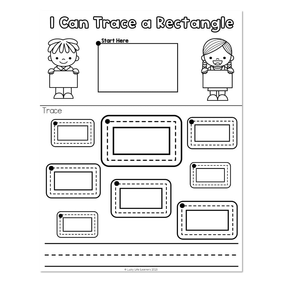 Kindergarten Back to School Pack - Math - I Can Trace a Rectangle ...