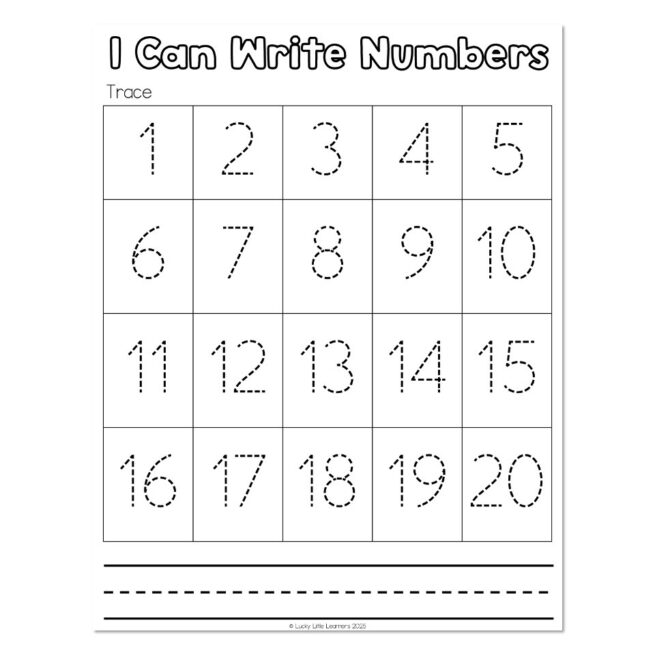 Kindergarten Back to School Pack - Math - I Can Write Numbers 1-20 ...