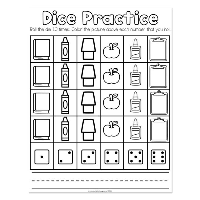 Kindergarten Back to School Pack - Procedures - Dice Practice - Lucky ...